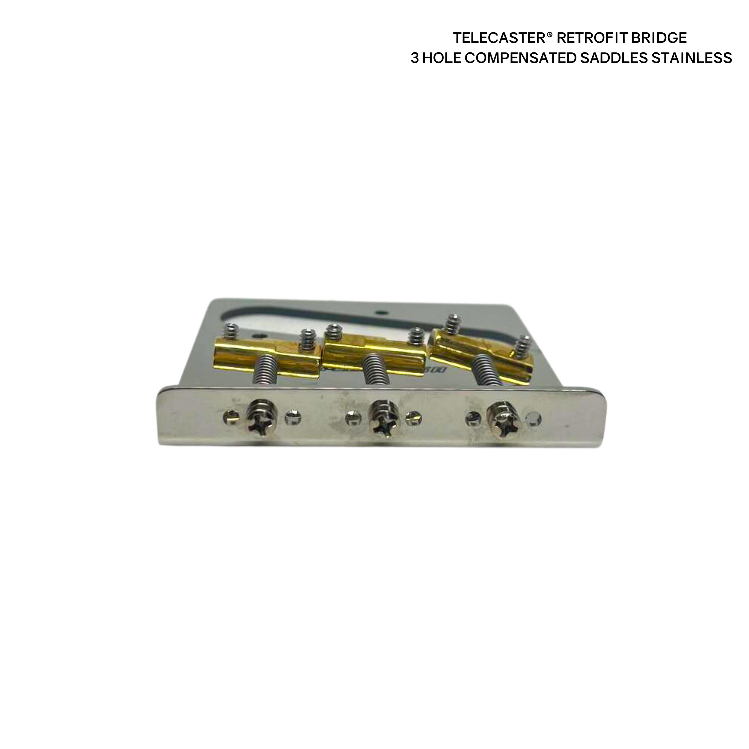 Hipshot Telecaster® Retrofit Bridge 3 HOLE COMPENSATED SADDLES STAINLE ...