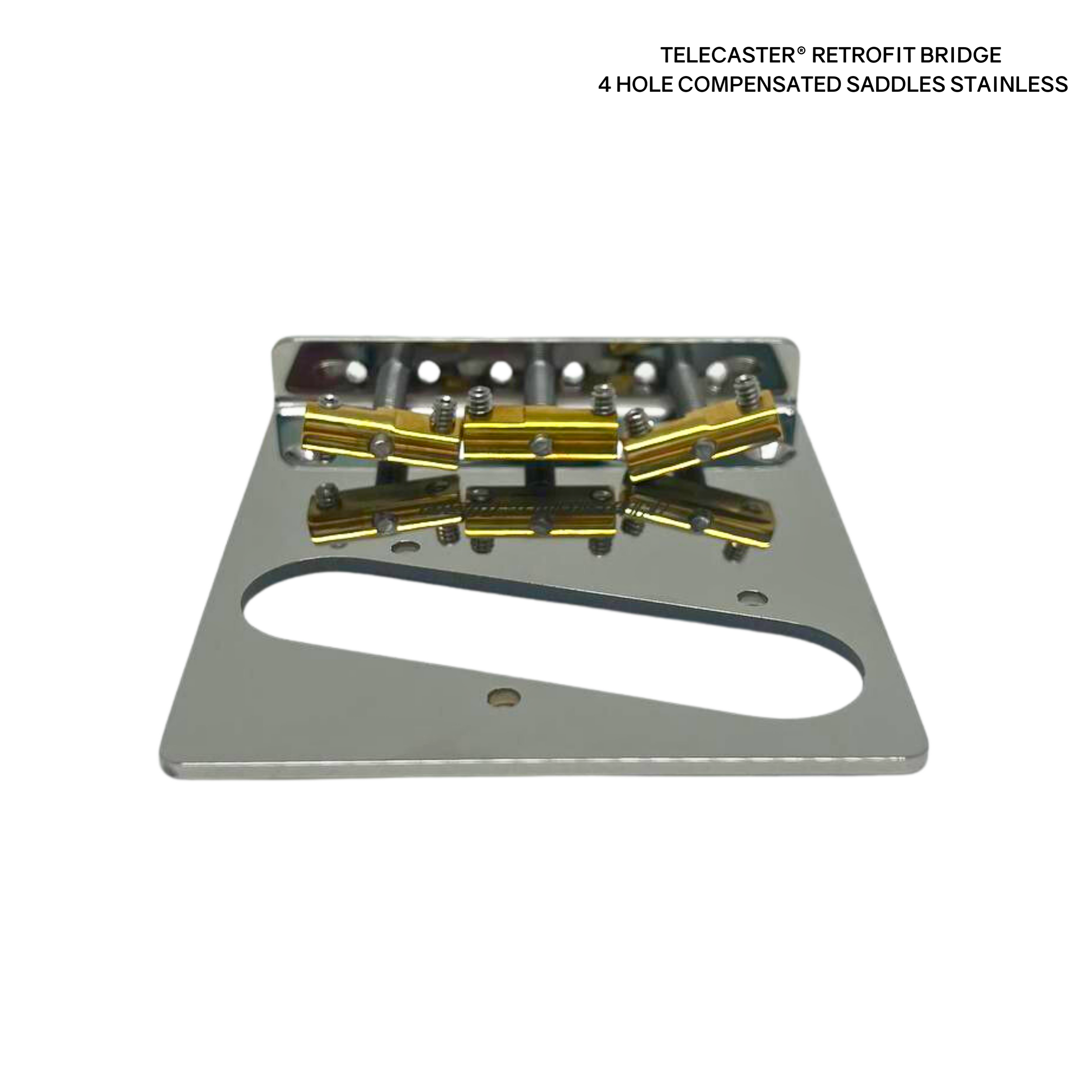 Hipshot Telecaster® Retrofit Bridge 4 HOLE COMPENSATED SADDLES STAINLE ...